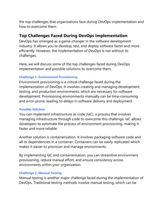 Top Challenges Faced During DevOps Implementation and How to Overcome Them | PDF