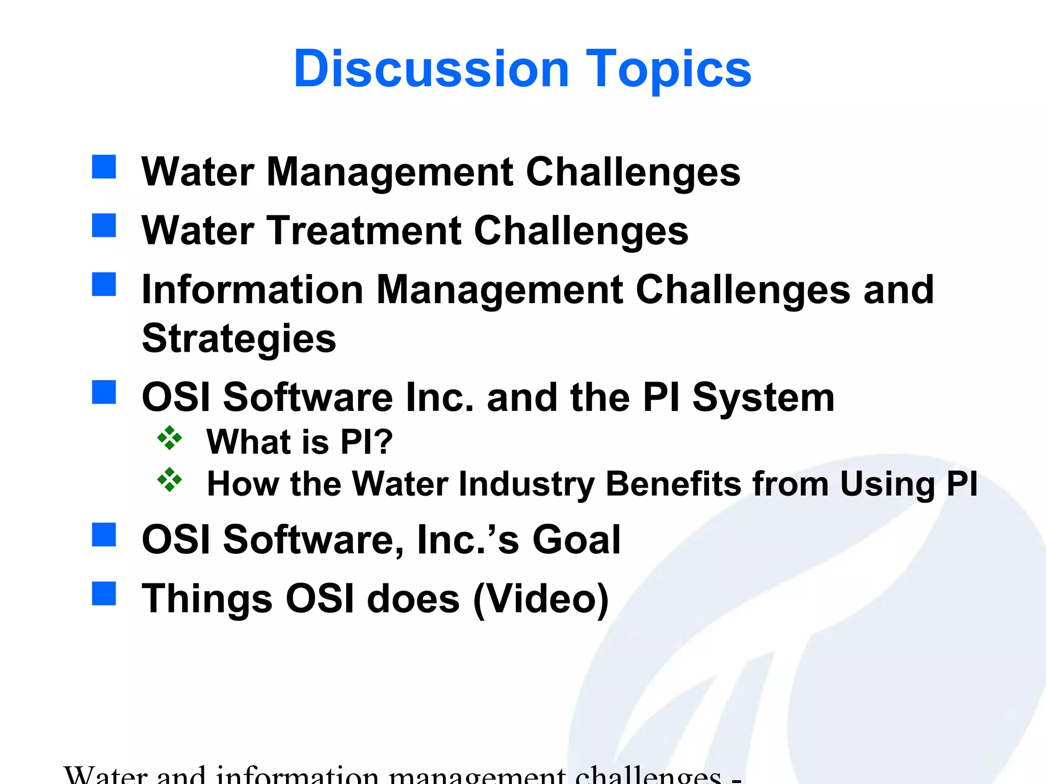 Challenges in Water Management and Information Management | PPT