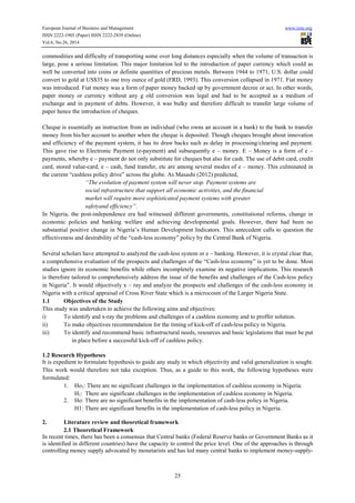 Challenges and benefits of the cash less policy implementation in | PDF