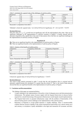 Challenges and benefits of the cash less policy implementation in | PDF