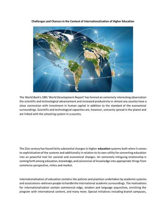 Challenges and chances in the context of internationalization of higher education | PDF