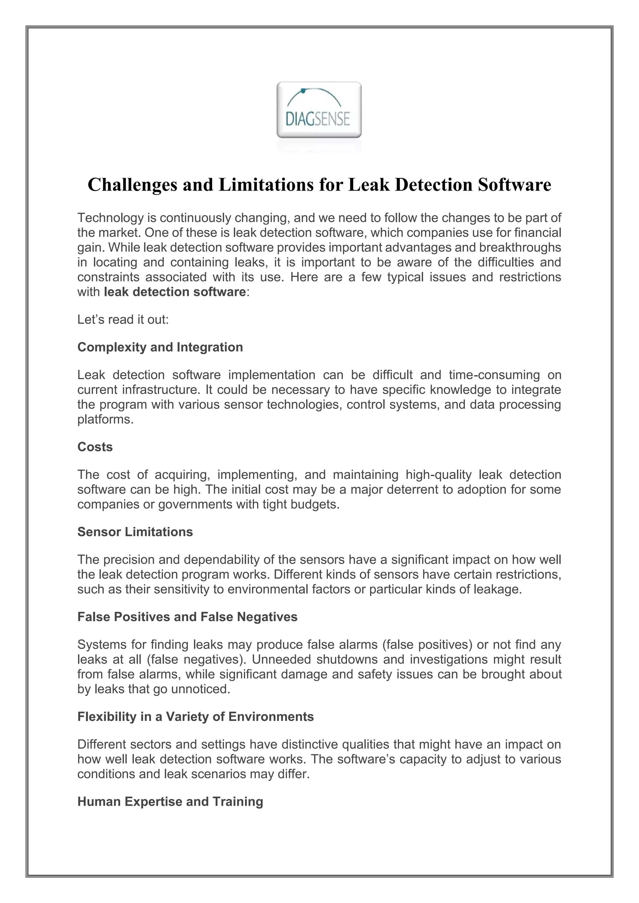 Challenges and Limitations for Leak Detection Software.pdf