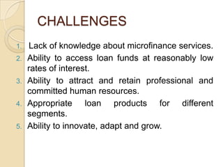 Challenges and oppor and role in poverty alleviation of micro finance | PPT