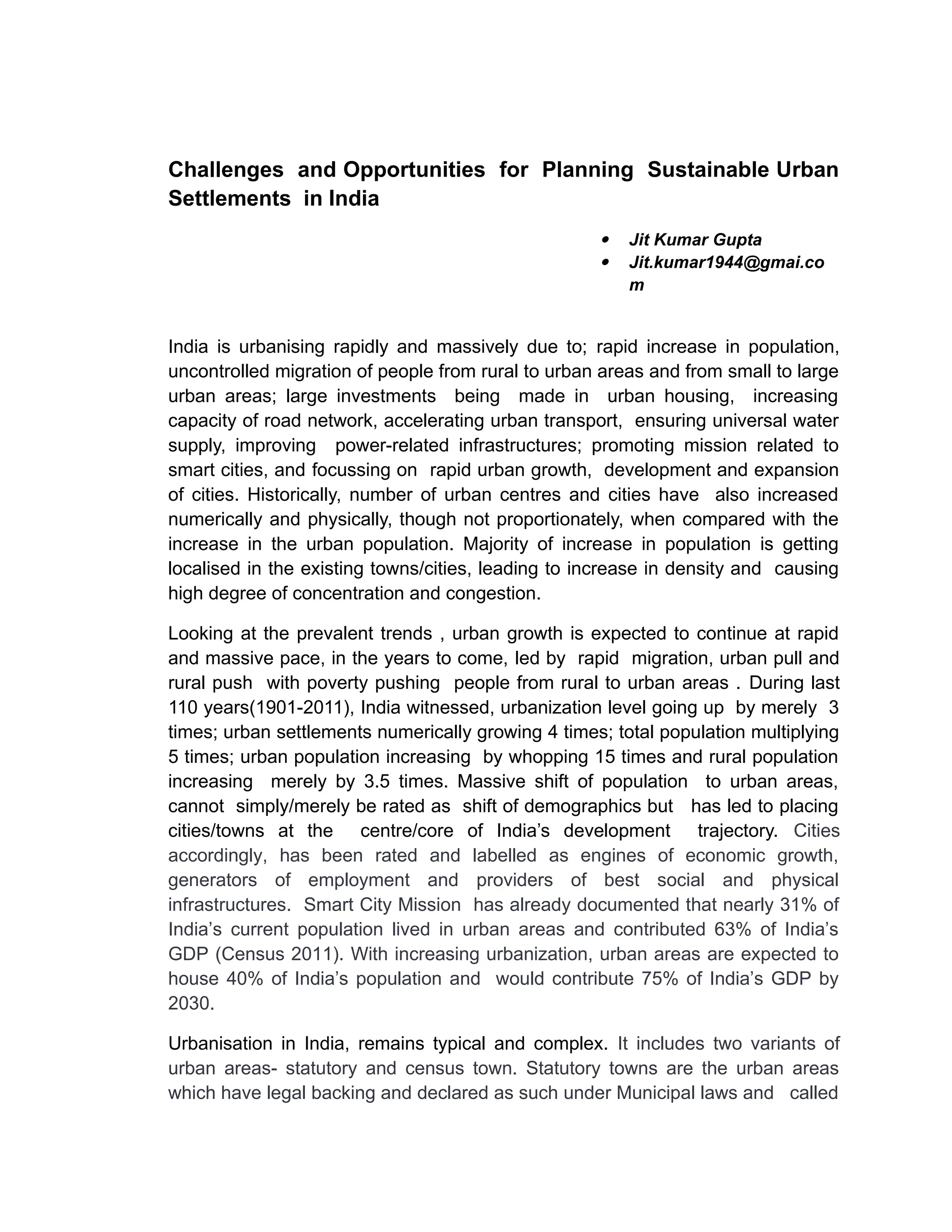 Challenges and Opportunities for Planning Sustainable Urban Settlements ...