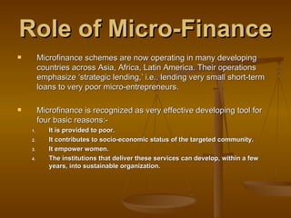 Challenges and opportunities in micro finance | PPT | Financial ...