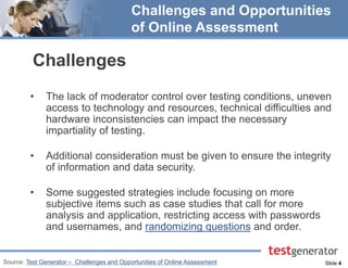 Challenges and opportunities of online assessment | PPT