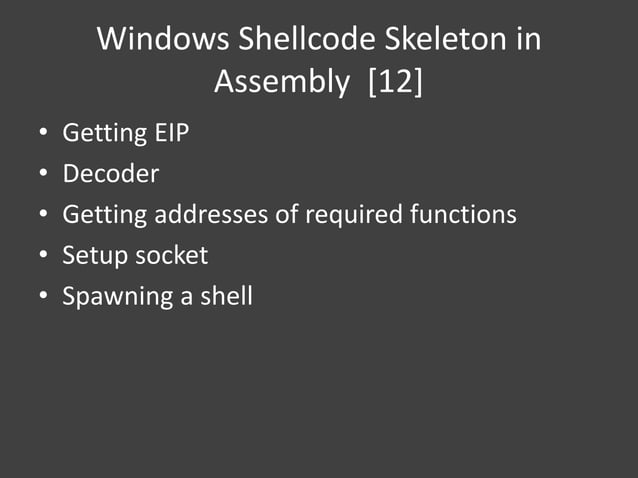 [若渴計畫] Challenges and Solutions of Window Remote Shellcode | PPT