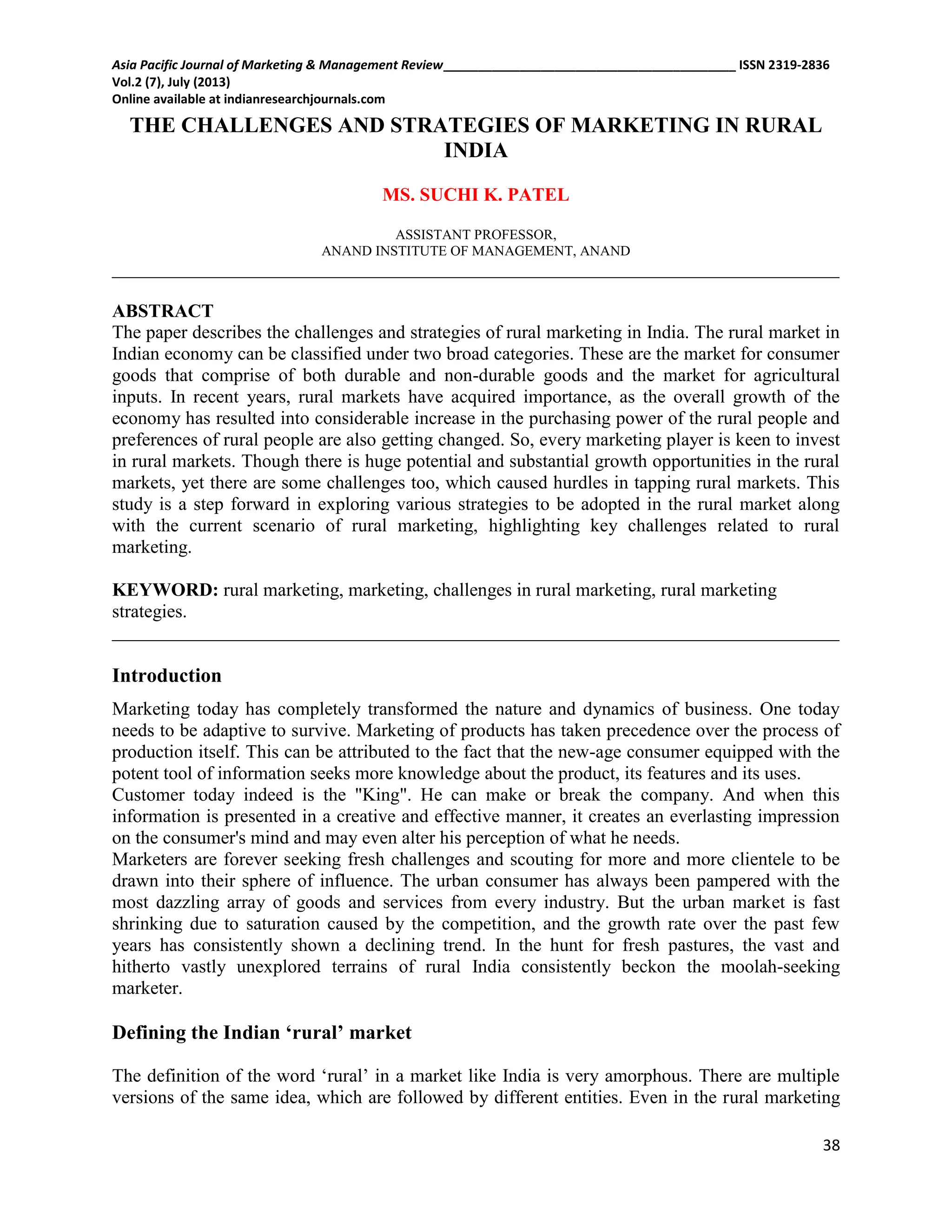 Challenges and strategies in Rural Marketing | PDF