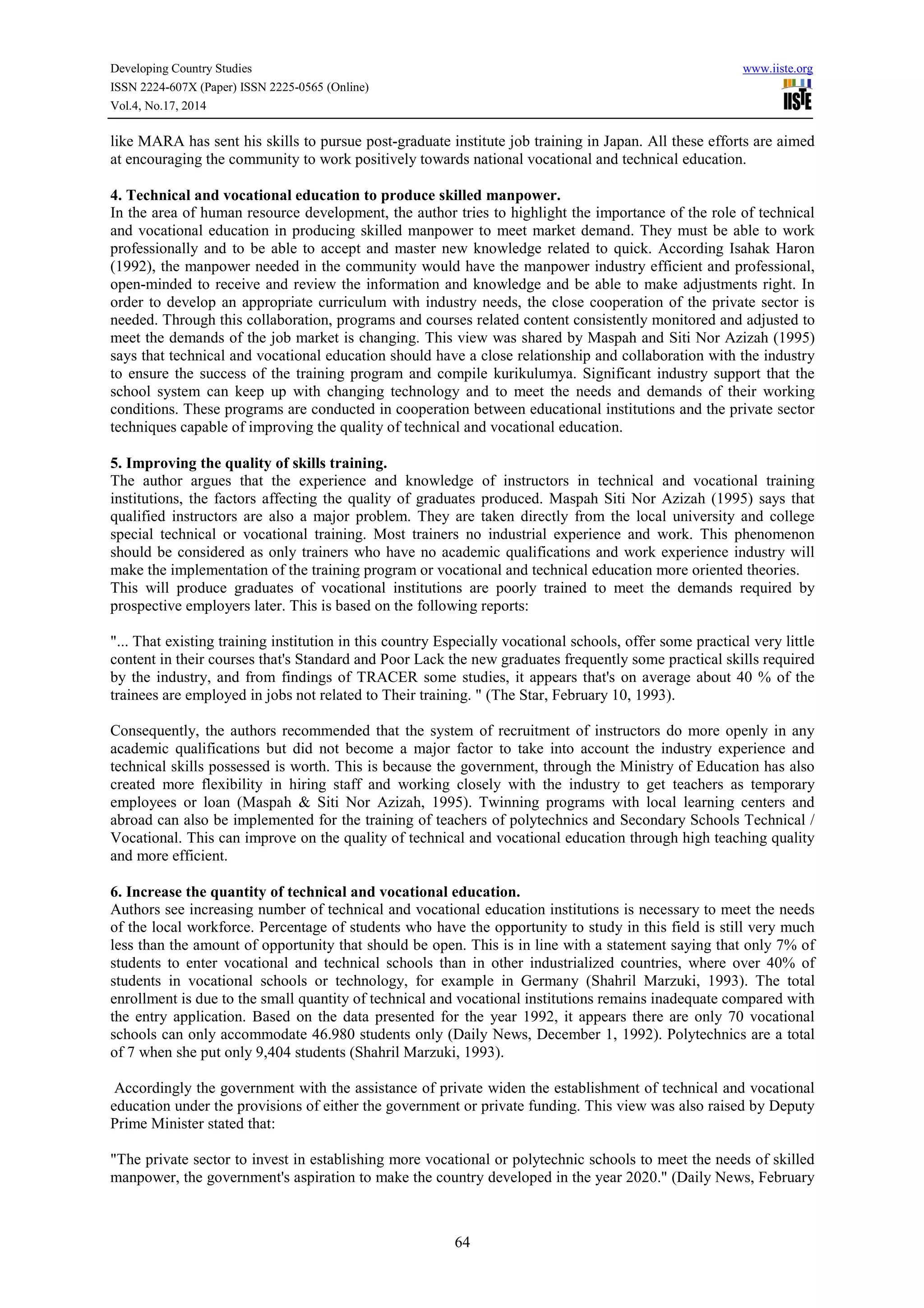 Challenges and strategies in technical and vocational education and training | PDF