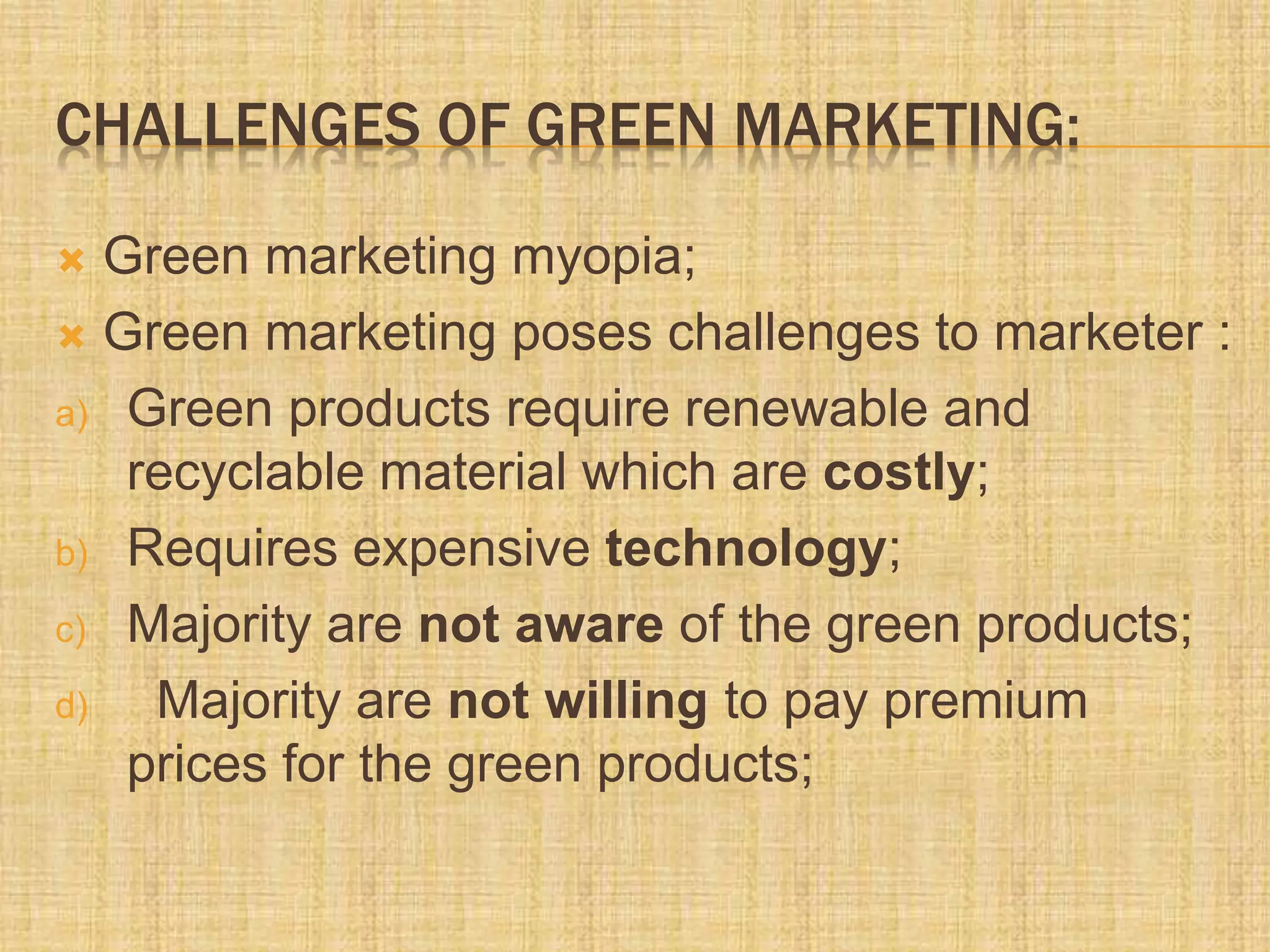 Challenges and trends in green marketing | PPTX