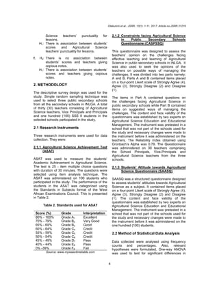 Challenges, Attitudes and Academic Performance of Agricultural Science ...