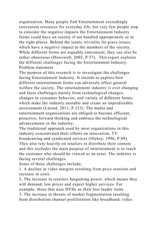 Challenges Faced By Entertainment IndustryIntroductionUn.docx
