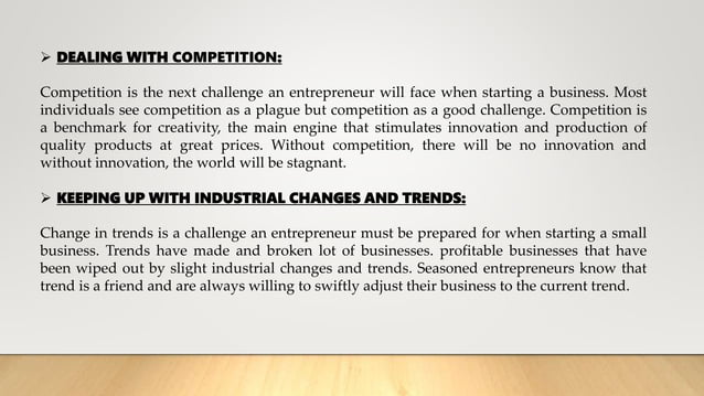Challenges faced by entrepreneur | PPTX | Startups | Business
