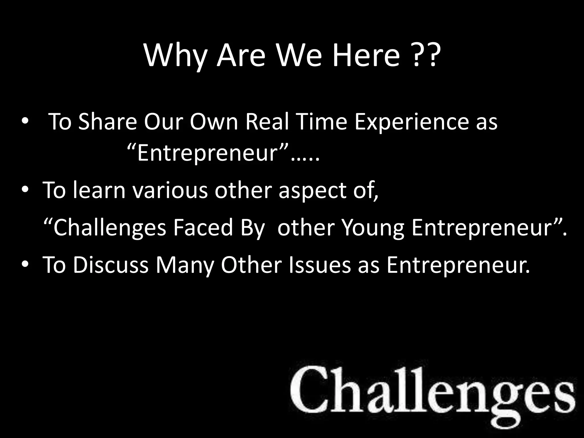 Challenges faced by other young entrepreneur | PPTX