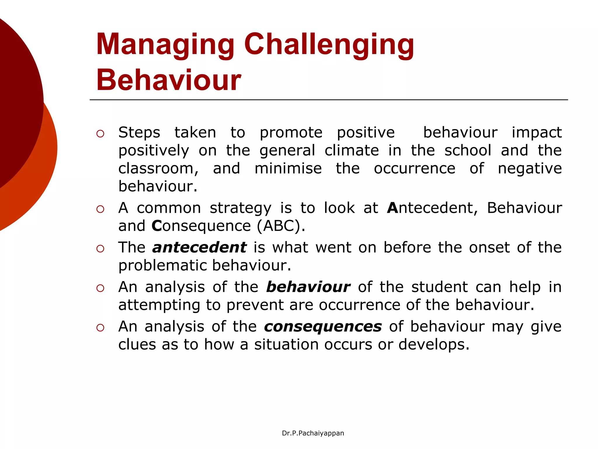 Challenges faced by teachers towards student behaviour management by Dr ...