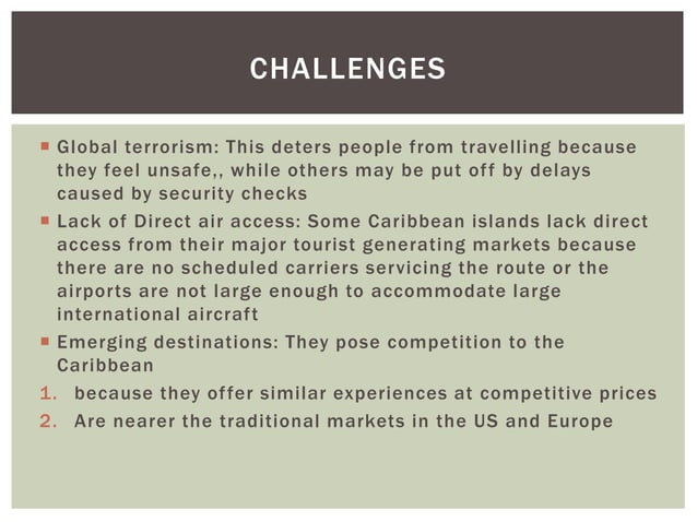 Challenges facing the tourism industry | PPT | Free Download