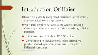 Challenges fesed by haier company | PPTX
