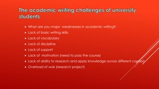 Challenges for producing academic writing | PDF
