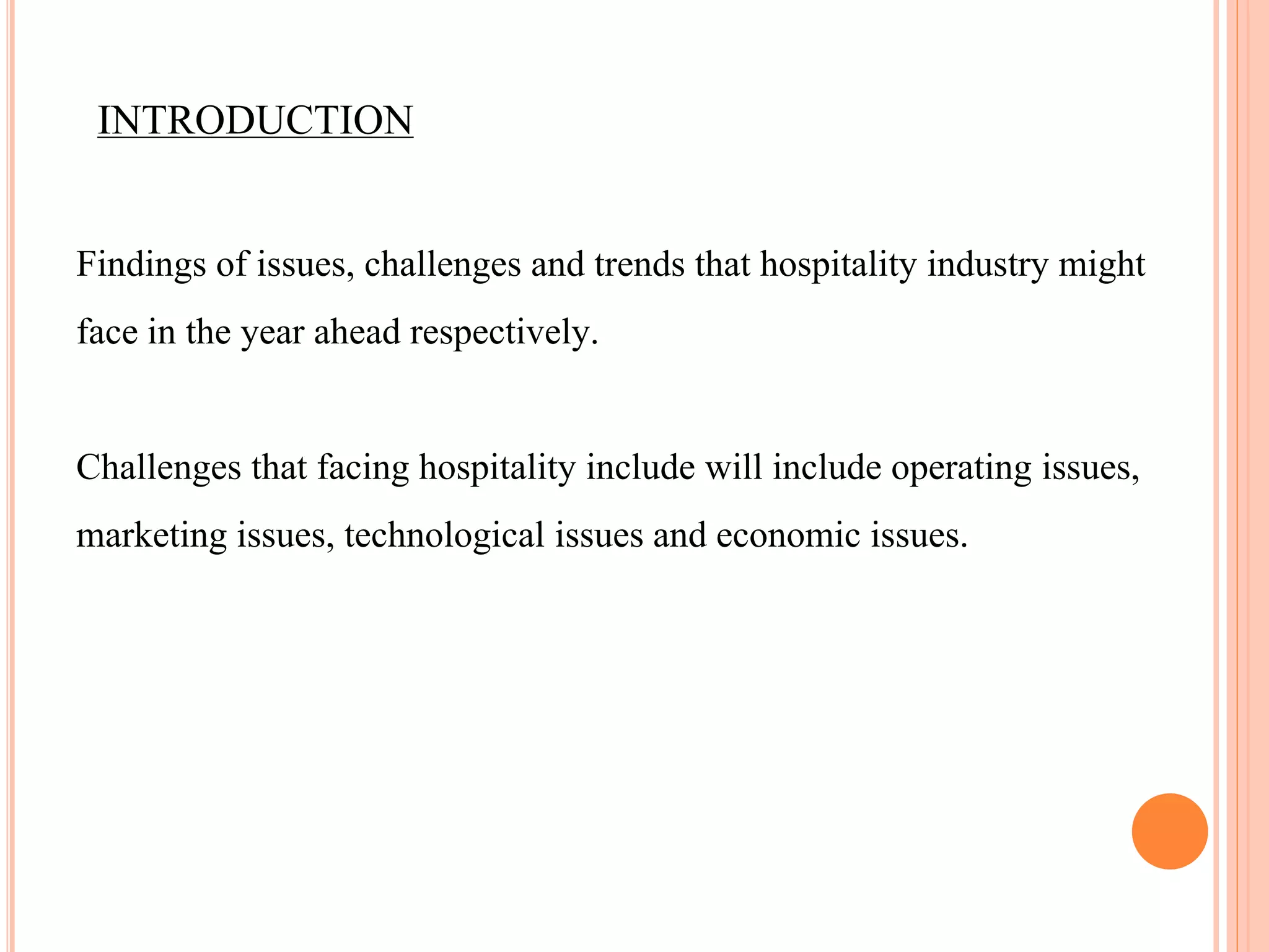 Challenges in global hospitality industry | PPTX