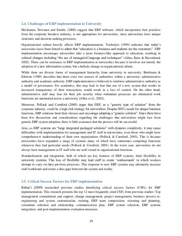 Challenges in implementing erp