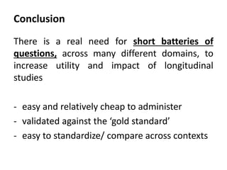 Challenges in measurement in longitudinal studies | PPTX