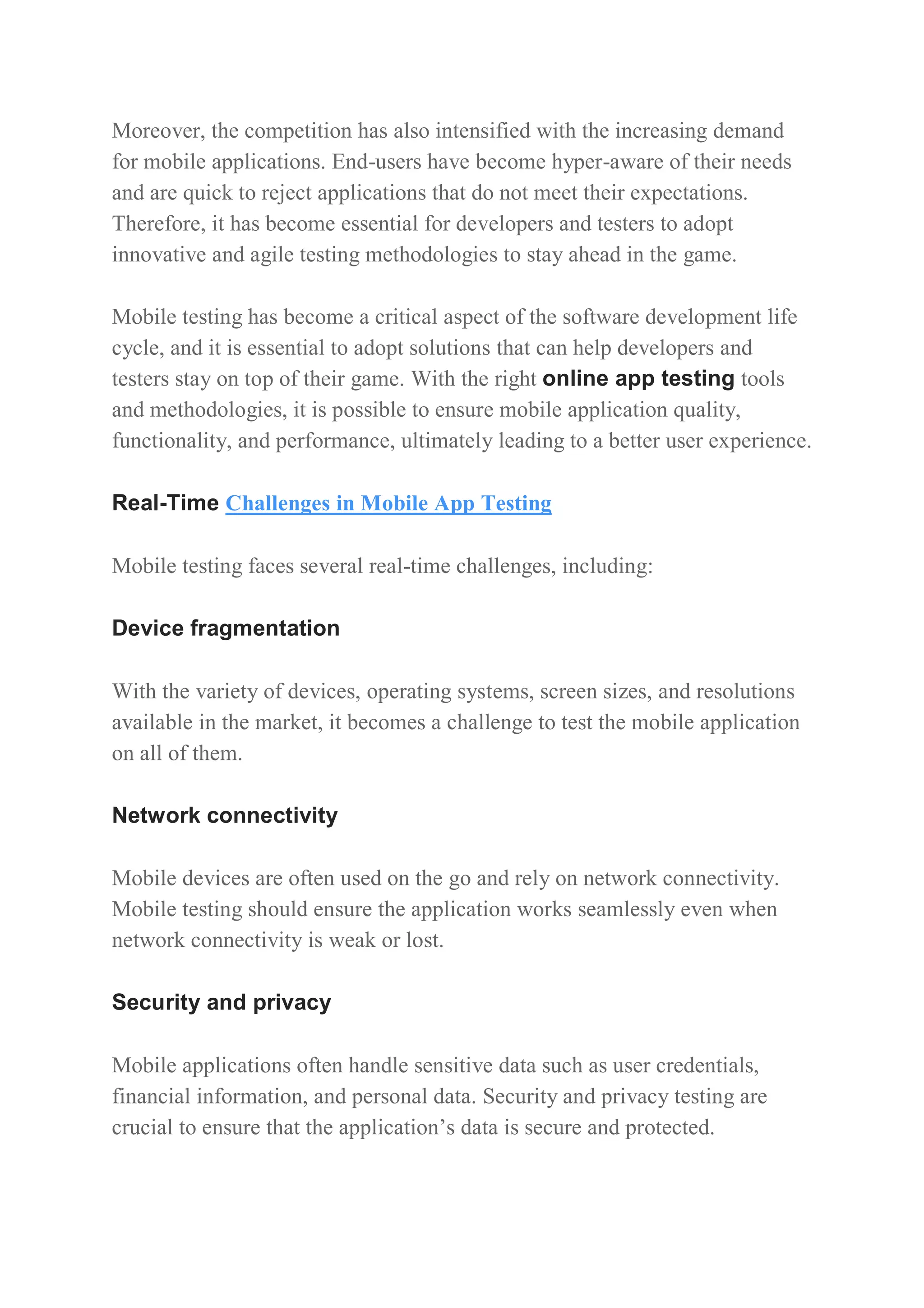 Challenges In Mobile App Testing And Their Solutionpdf Operating
