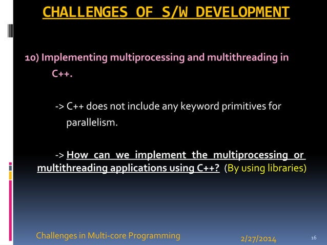 Challenges in multi core programming by Nishigandha Wankhade | PPT