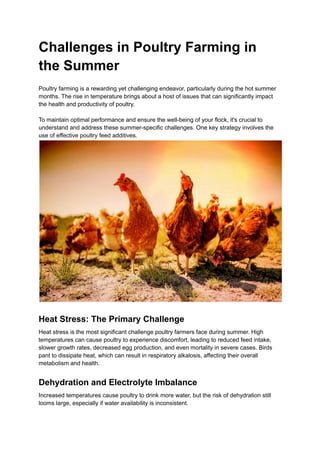 Challenges of Summer Poultry Farming: Beating the Heat | PDF