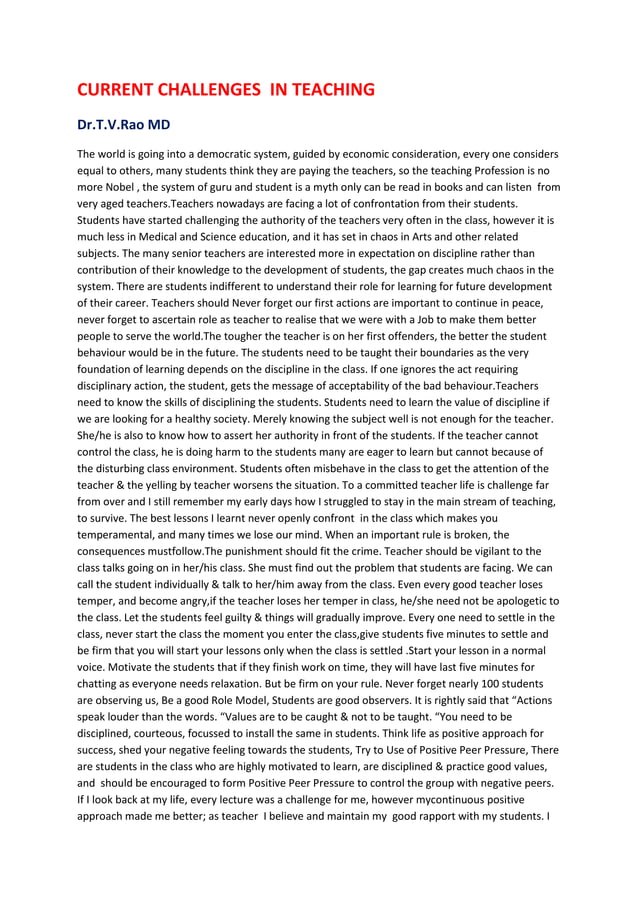 Challenges in teaching | PDF