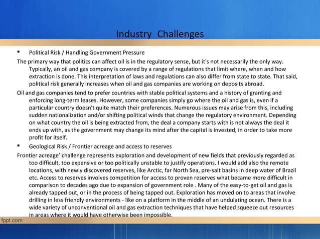 Challenges in the oil and gas sector overview and outlook | PPT