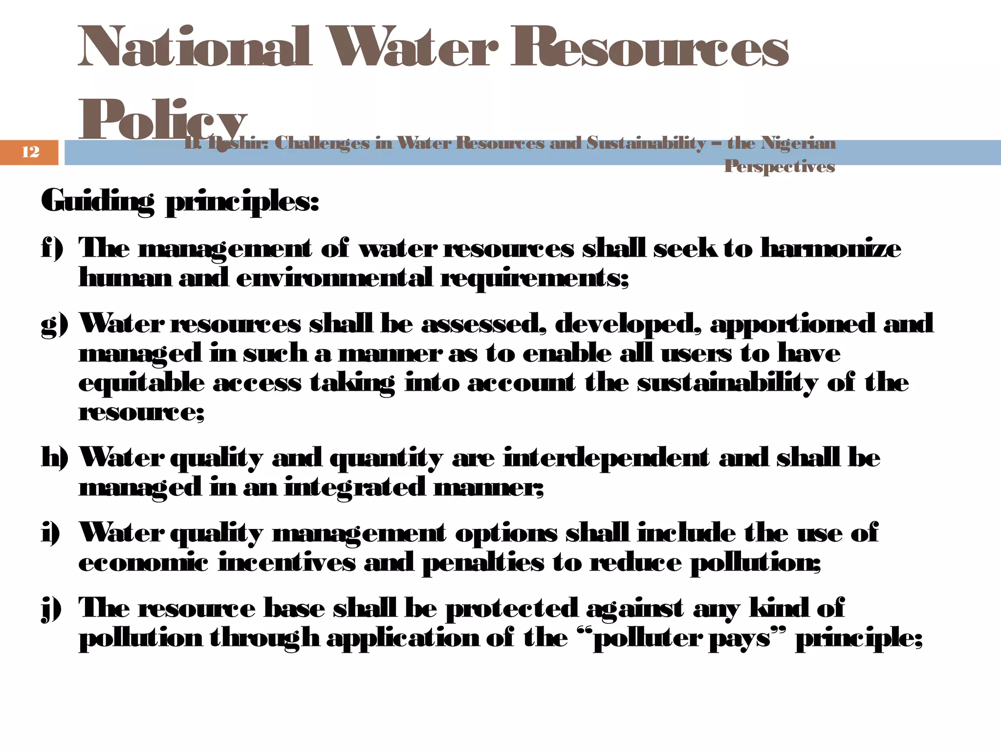 Challenges in water resources and sustainability the nigerian ...