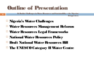 Challenges in water resources and sustainability the nigerian ...