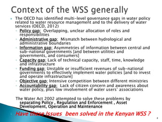 Challenges & Lessons from water sector reforms and devolution | PPT