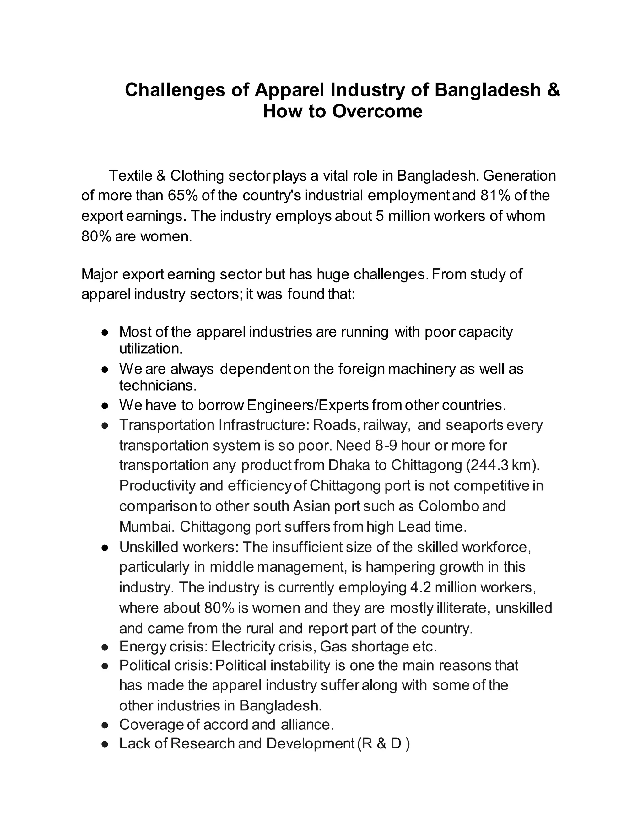 Challenges of apparel industry of bangladesh | DOCX