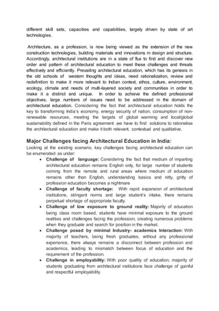 Challenges of architectural education in india | DOCX