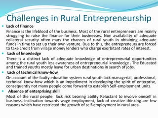 Challenges of entrepreneurship development in rural area and business ...