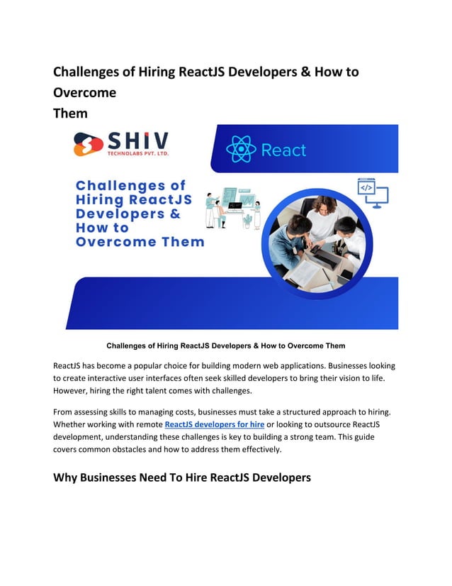 Hiring ReactJS Developers: Common Challenges & Solutions | PDF