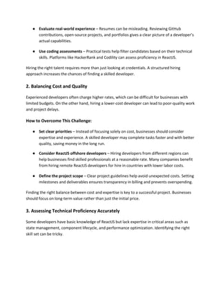 Hiring ReactJS Developers: Common Challenges & Solutions | PDF