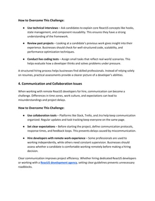 Hiring ReactJS Developers: Common Challenges & Solutions | PDF