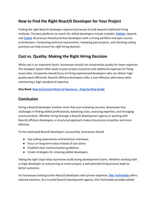 Hiring ReactJS Developers: Common Challenges & Solutions | PDF