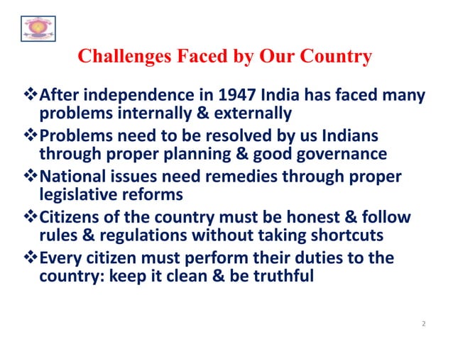 Challenges of India & their Remedies.pptx | Civic affairs | Politics
