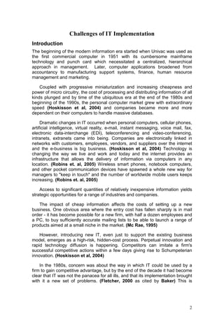 Challenges of IT Implementation | PDF