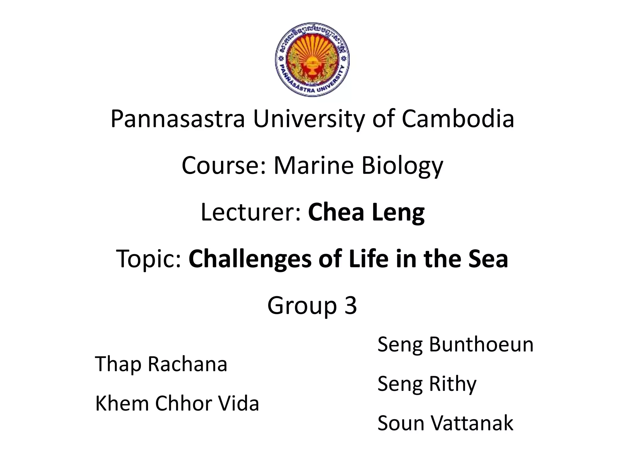 Challenges of life in the sea | PPTX