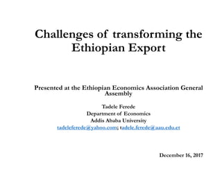 Challenges of the Export Sector in Ethiopian | PDF