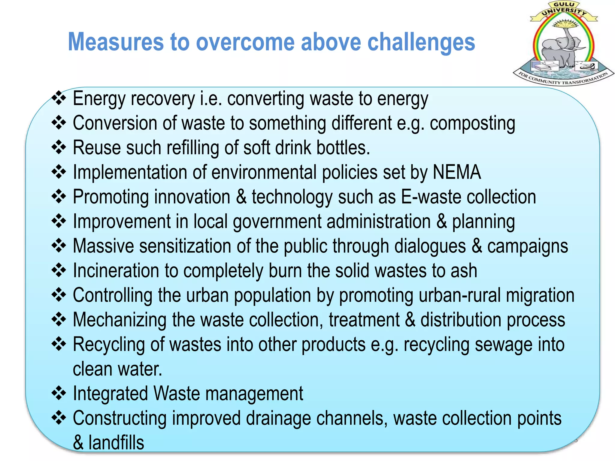 Challenges & possibe solutions to waste management | PPTX