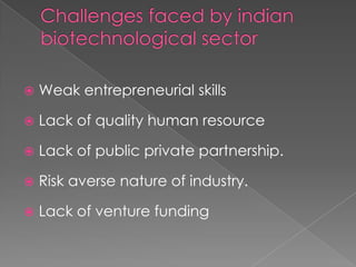 Challenges to indian biotech industry | PPTX