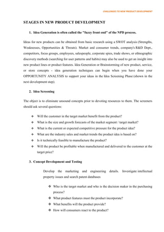 Challenges to new product development file | PDF