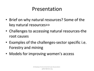 Challenges To Women’s Access To Natural Resources | PPT