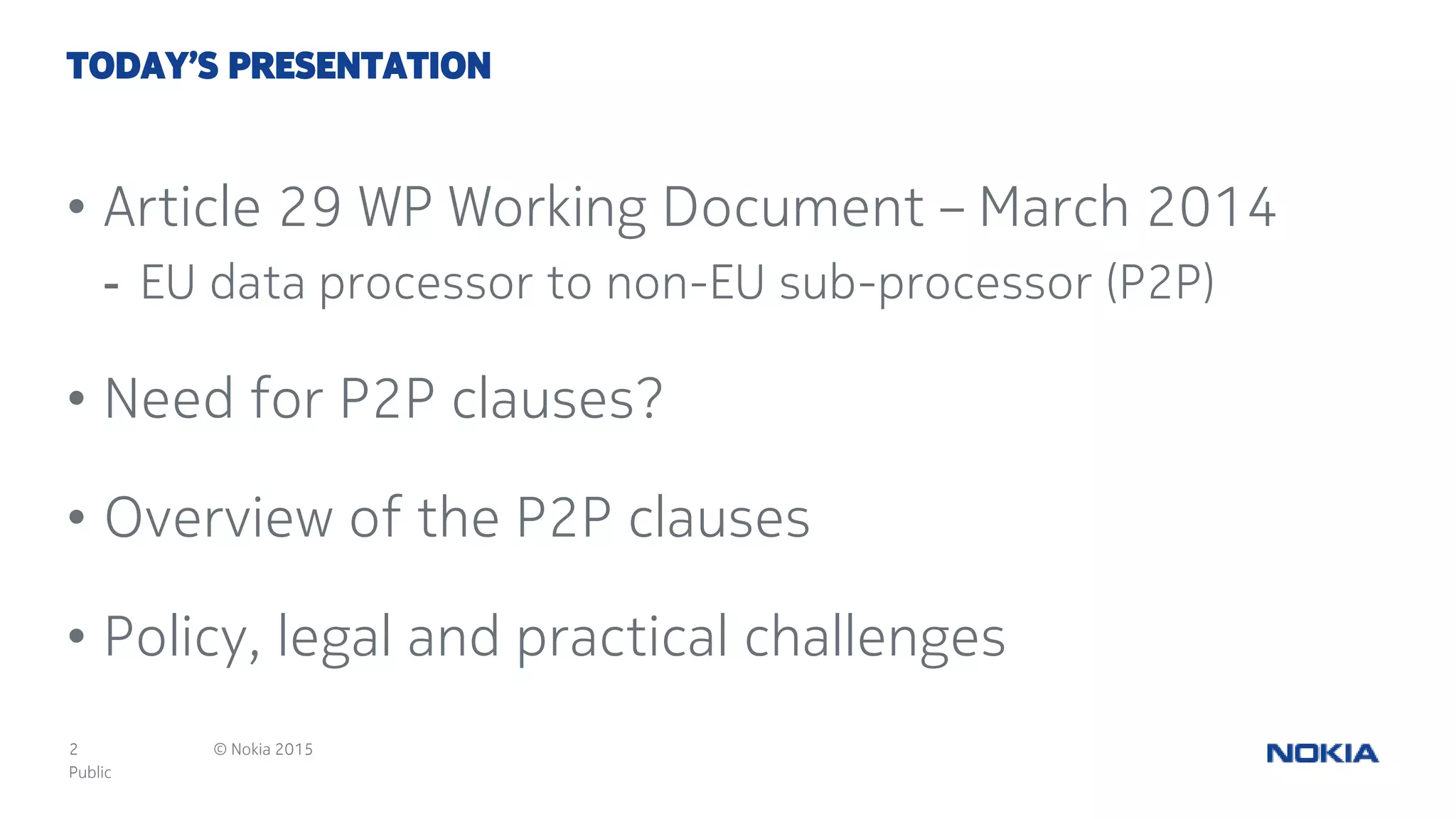 Challenges with ad hoc p2p model clauses - IAPP KnowledgeNet 2015 | PPT