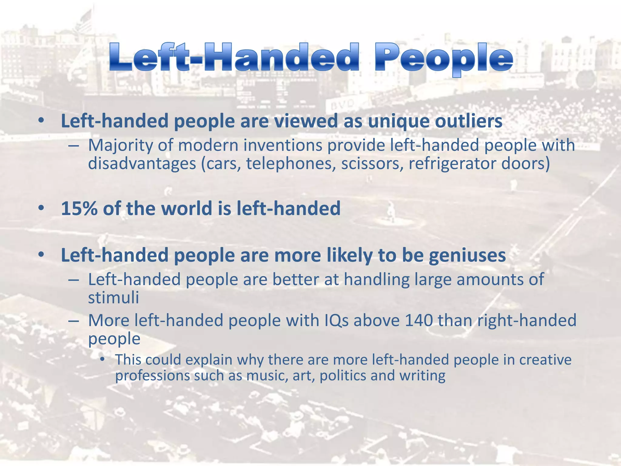 Challenging Assumptions - The 'Mystique' of the Left-Handed Pitcher | PPT